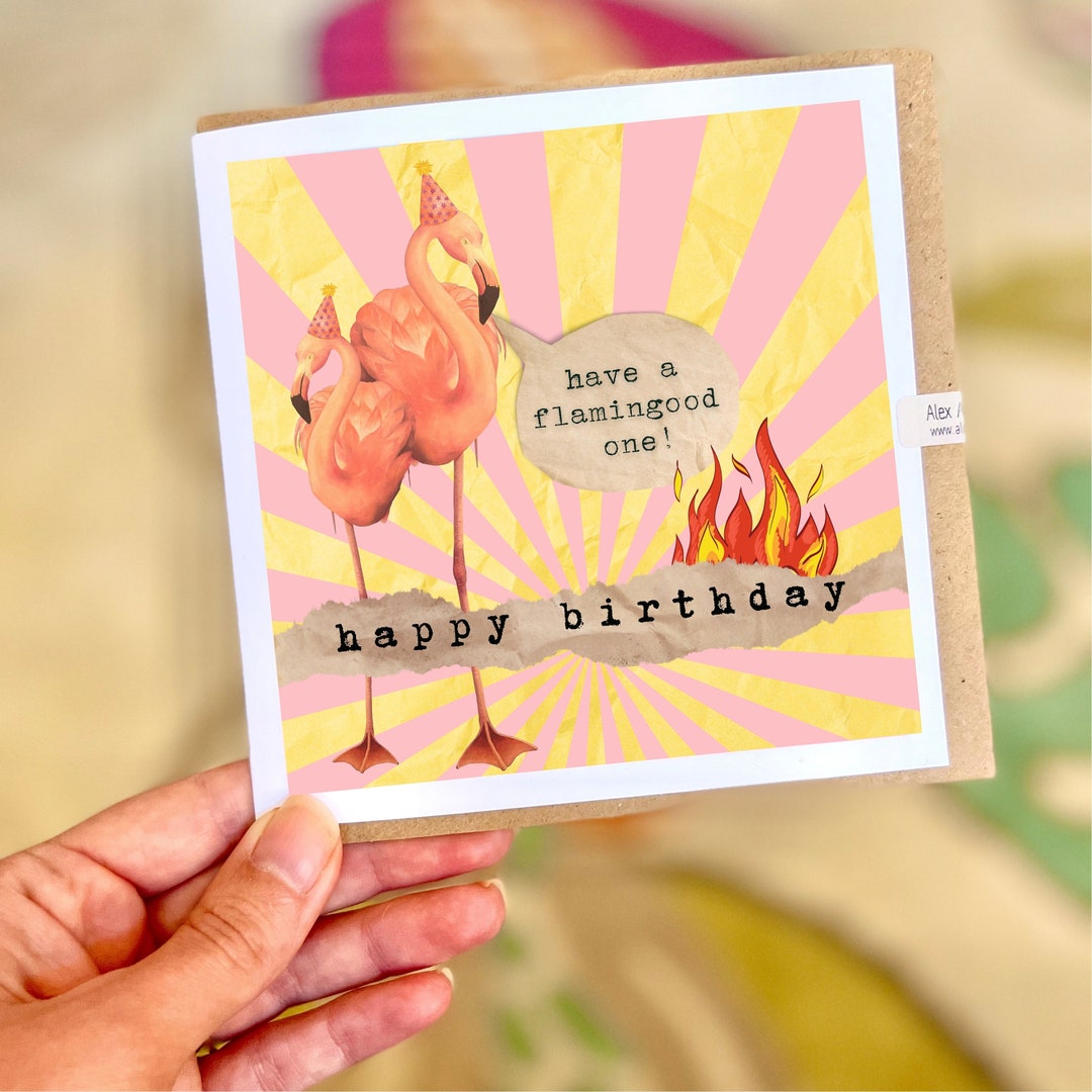 Flamingo Happy Birthday Card, Flamingo Birthday Card, Funny Flamingo ...