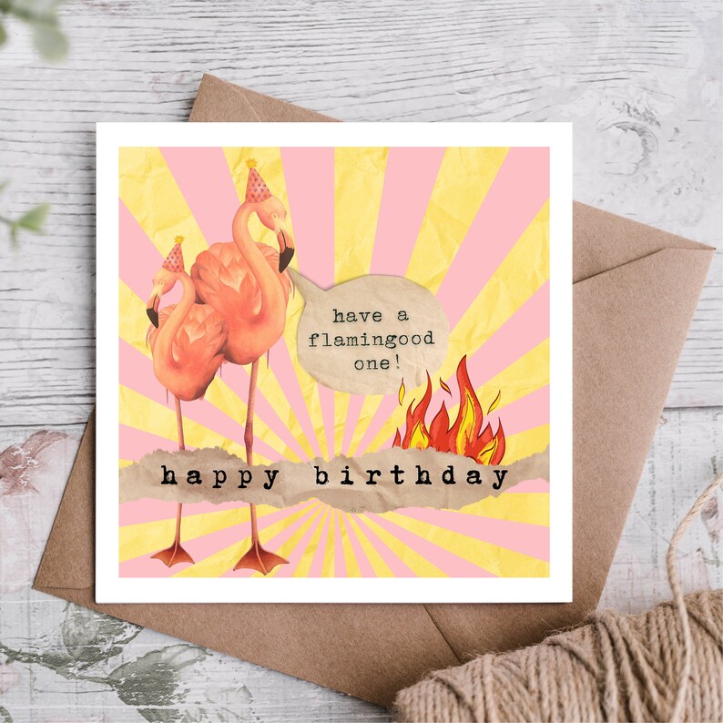 Flamingo Happy Birthday Card, Flamingo Birthday Card, Funny Flamingo ...