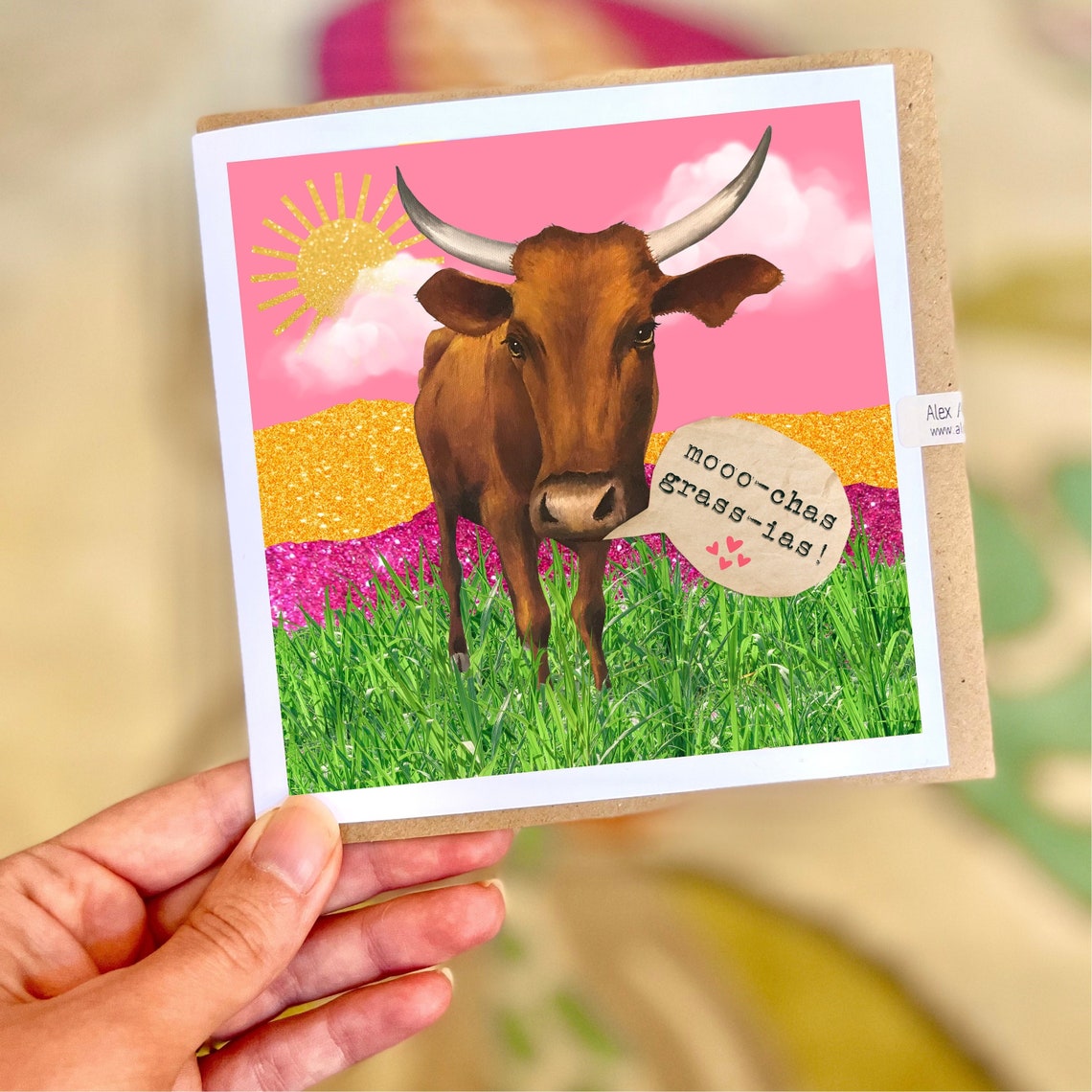 Cow Thank You Card Bull Thanks Card Muchas Gracias Card Thank You Card ...