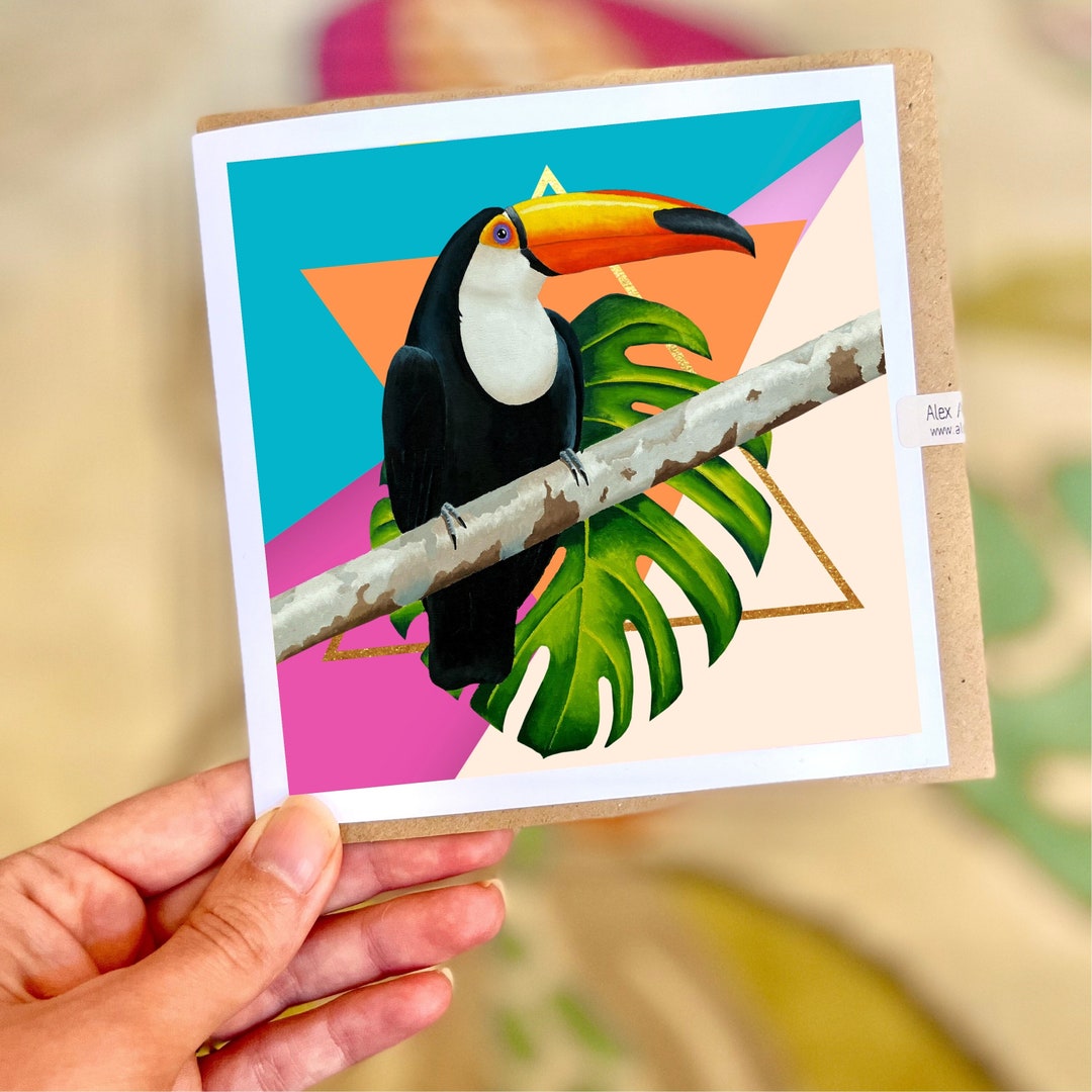 Tallulah, Toucan Card, Geometric Card, Blank Card, Unique Card ...