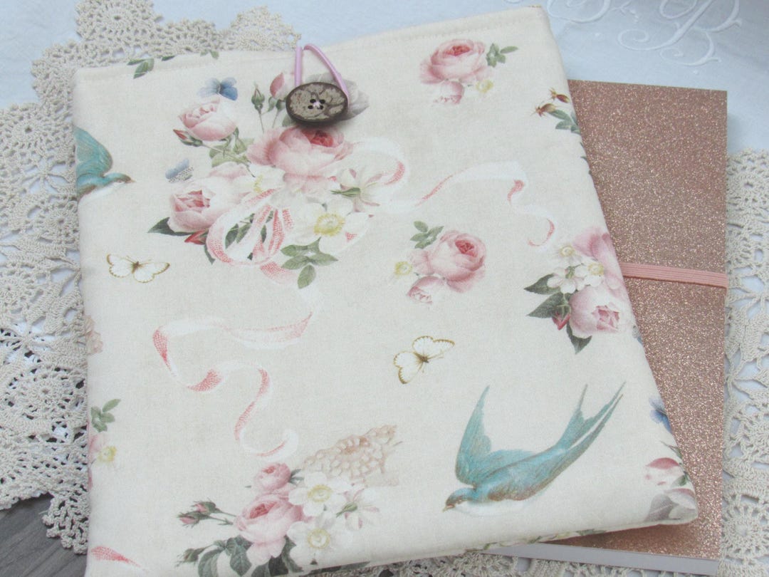 Floral Fabric Book Cover: Rose Gold Journal, Padded A5 Notebook - Etsy