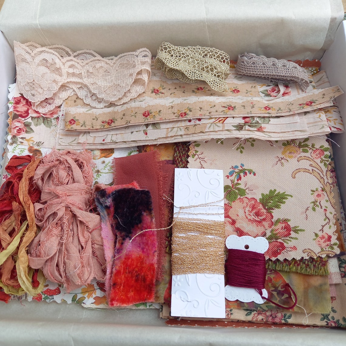 Bracken and Briar Autumn Slow Stitch Kit, Mixed Fabric Remnants and ...