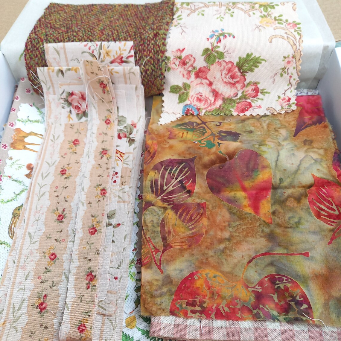 Bracken and Briar Autumn Slow Stitch Kit, Mixed Fabric Remnants and ...