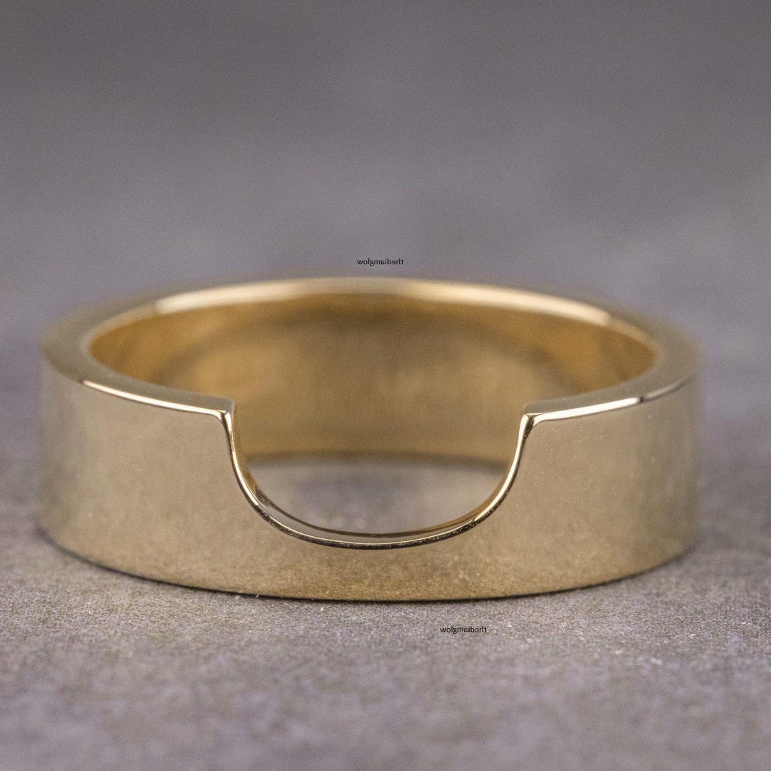 14k Solid Gold Ring for Women Deep Curve, Thick Band Pave Stack, U ...