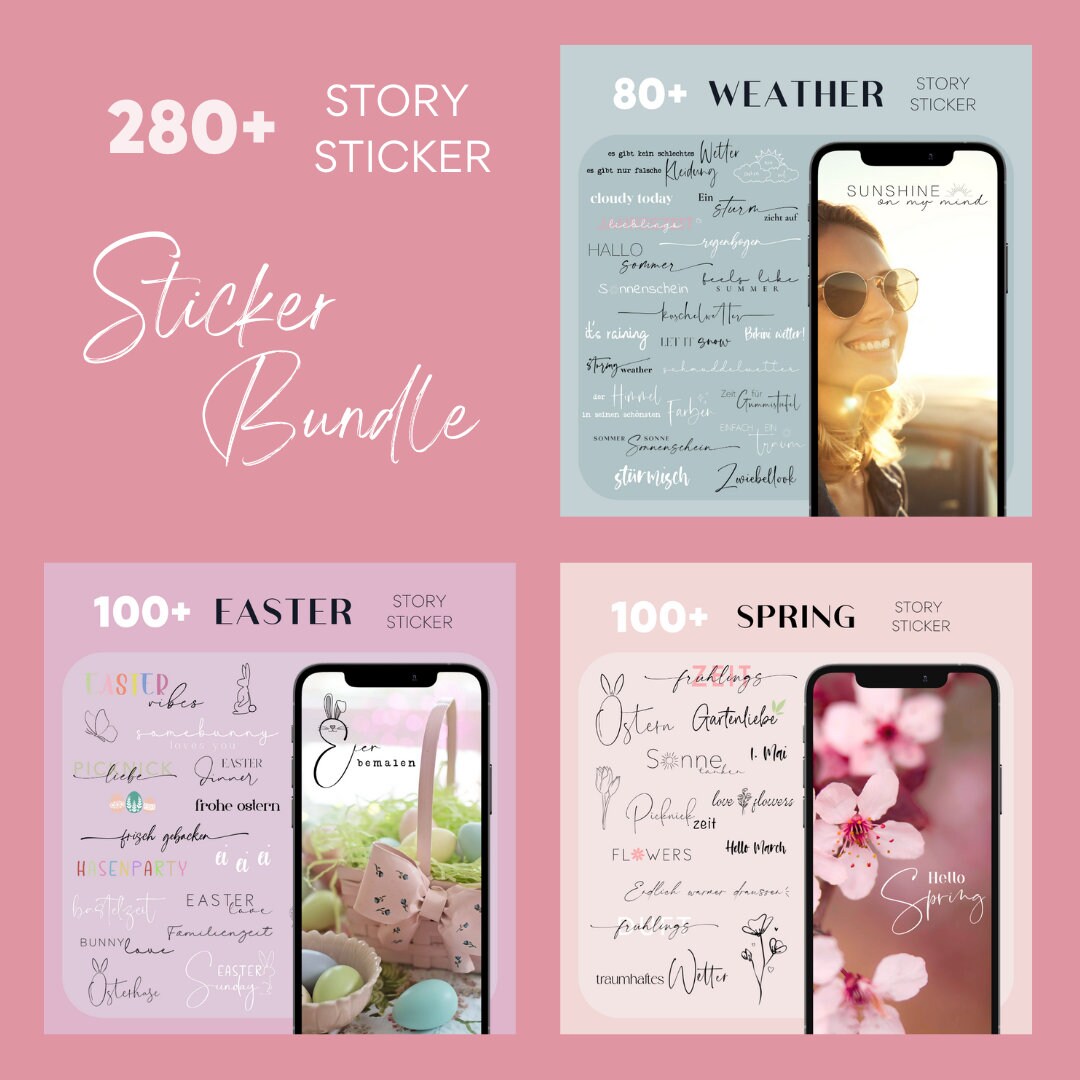 280+ Instagram Story Sticker Bundle | Spring • Easter • Weather ...