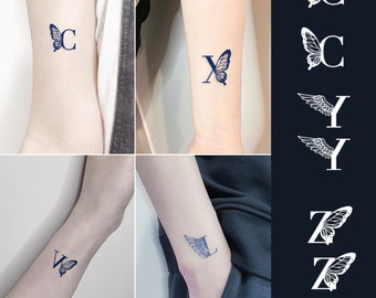 Letter M Temporary Fake Tattoo Sticker set of 2 - Etsy