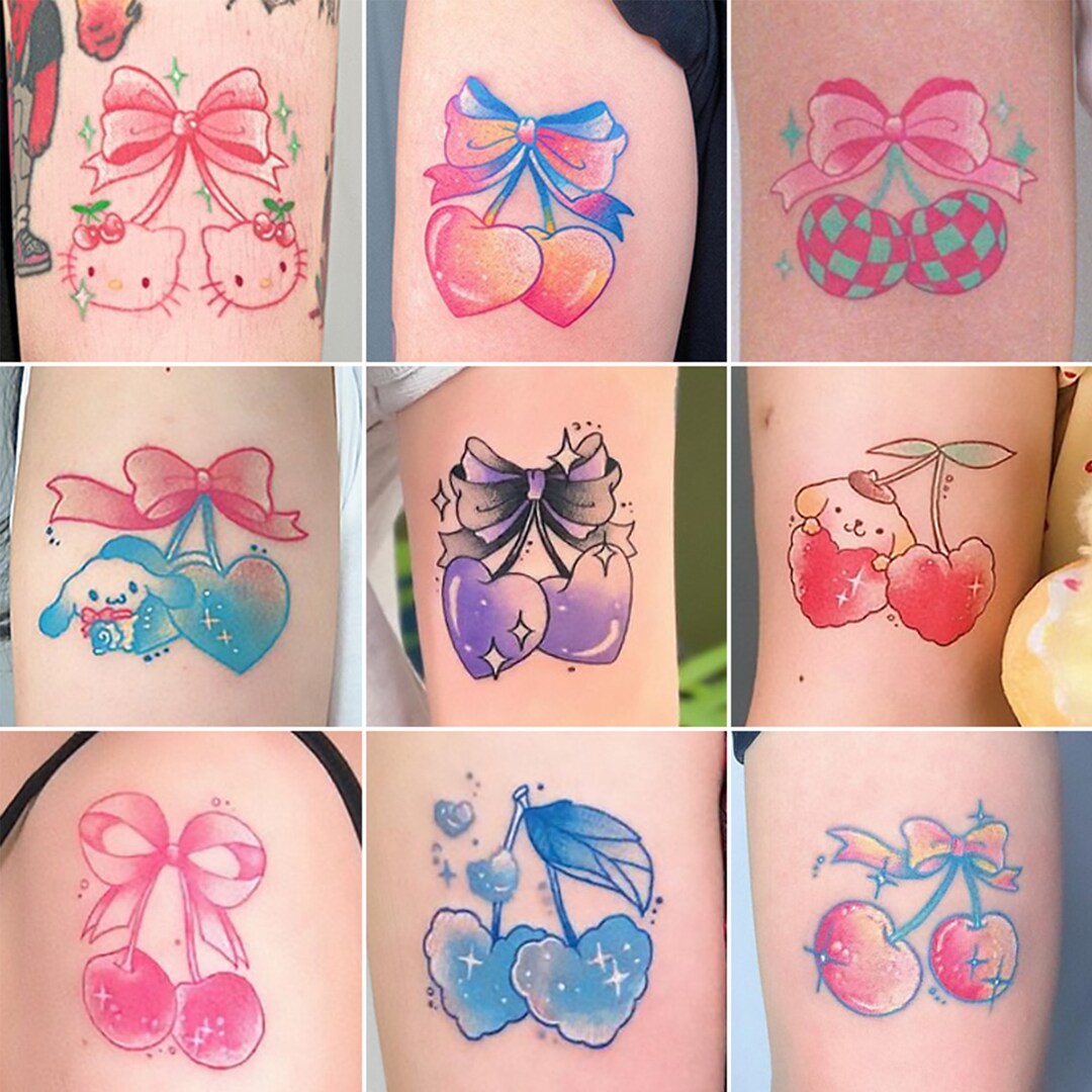 Kawaii Fruits Cartoon Temporary Tattooset of 30, Cute Temporary Tattoo ...