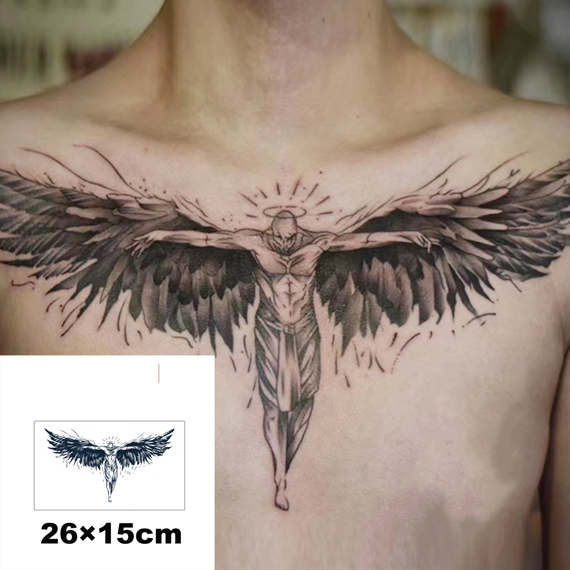 Diamond Wing Chest Tattoo