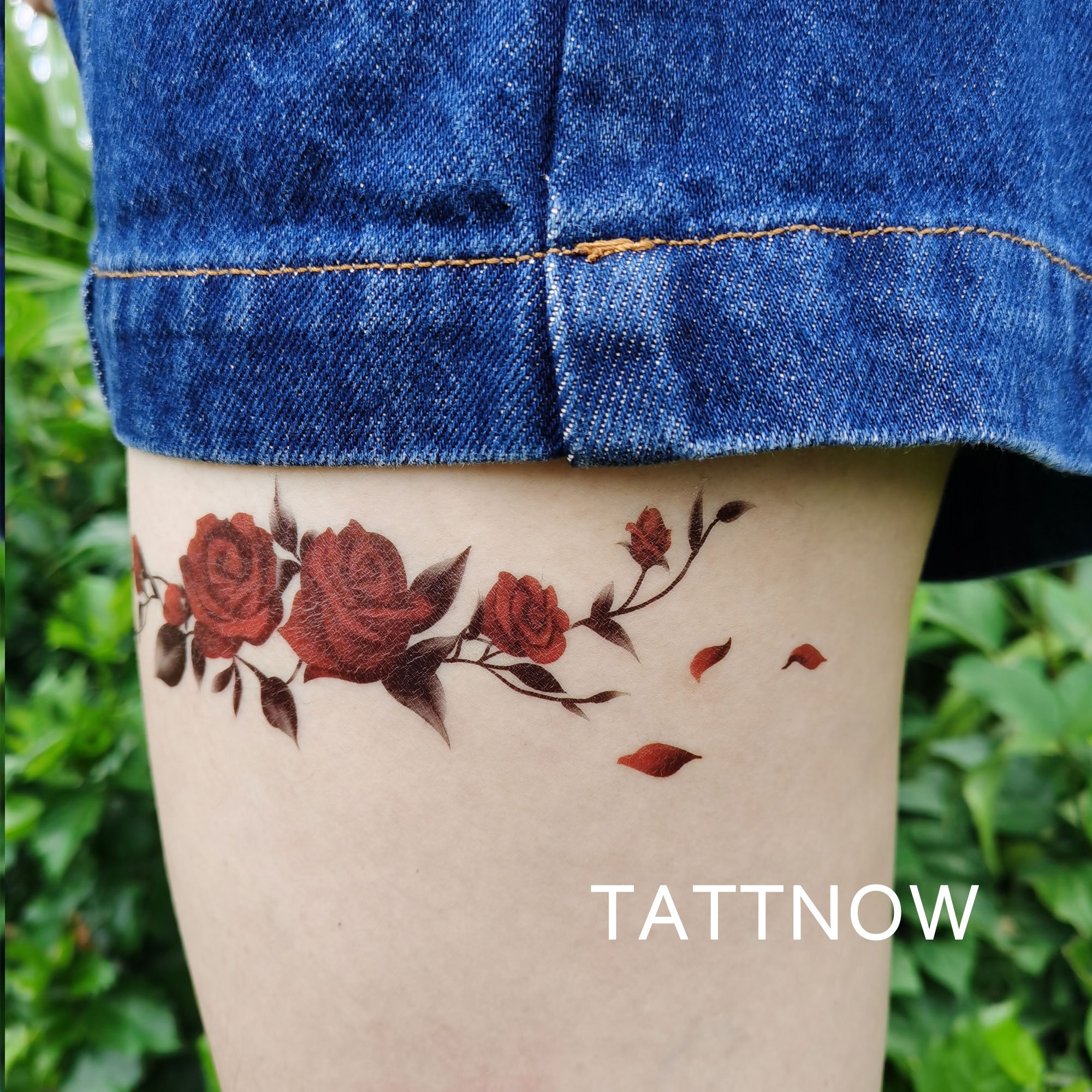 Red Roses Temporary Tattoo | Floral Temporary Tattoo | Snake Tattooing ...