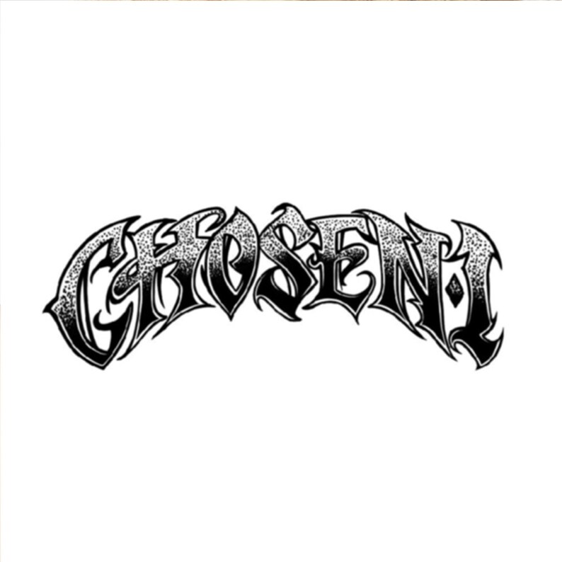 CHOSEN Word Semi-permanent Tattoo | Chest Armband Temporary Tattoo Ink ...