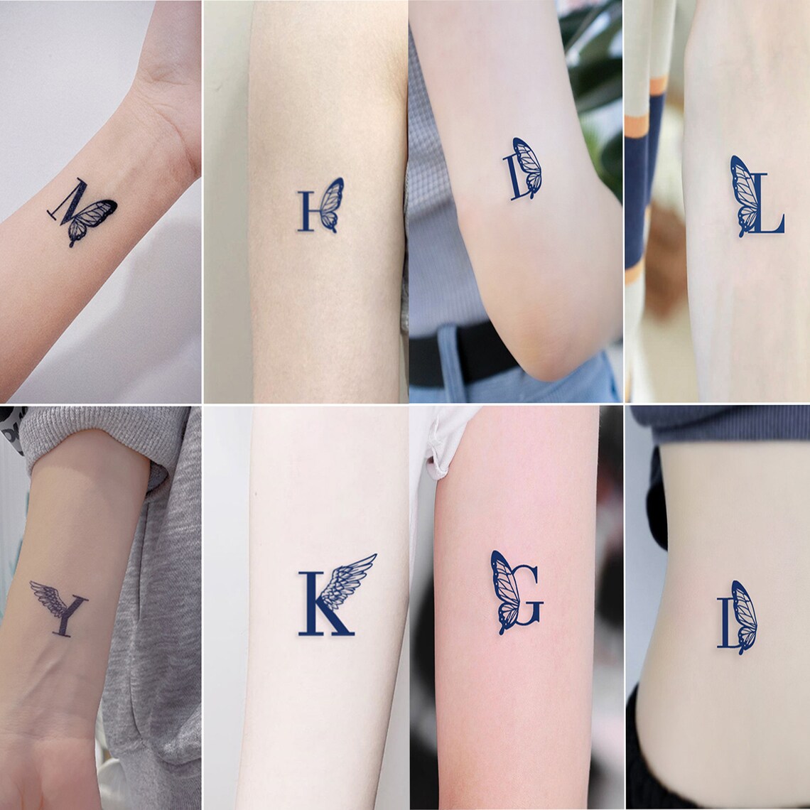 Alphabet Semi-permanent Tattoo Uppercase Letter Temporary Tattoo Set of ...