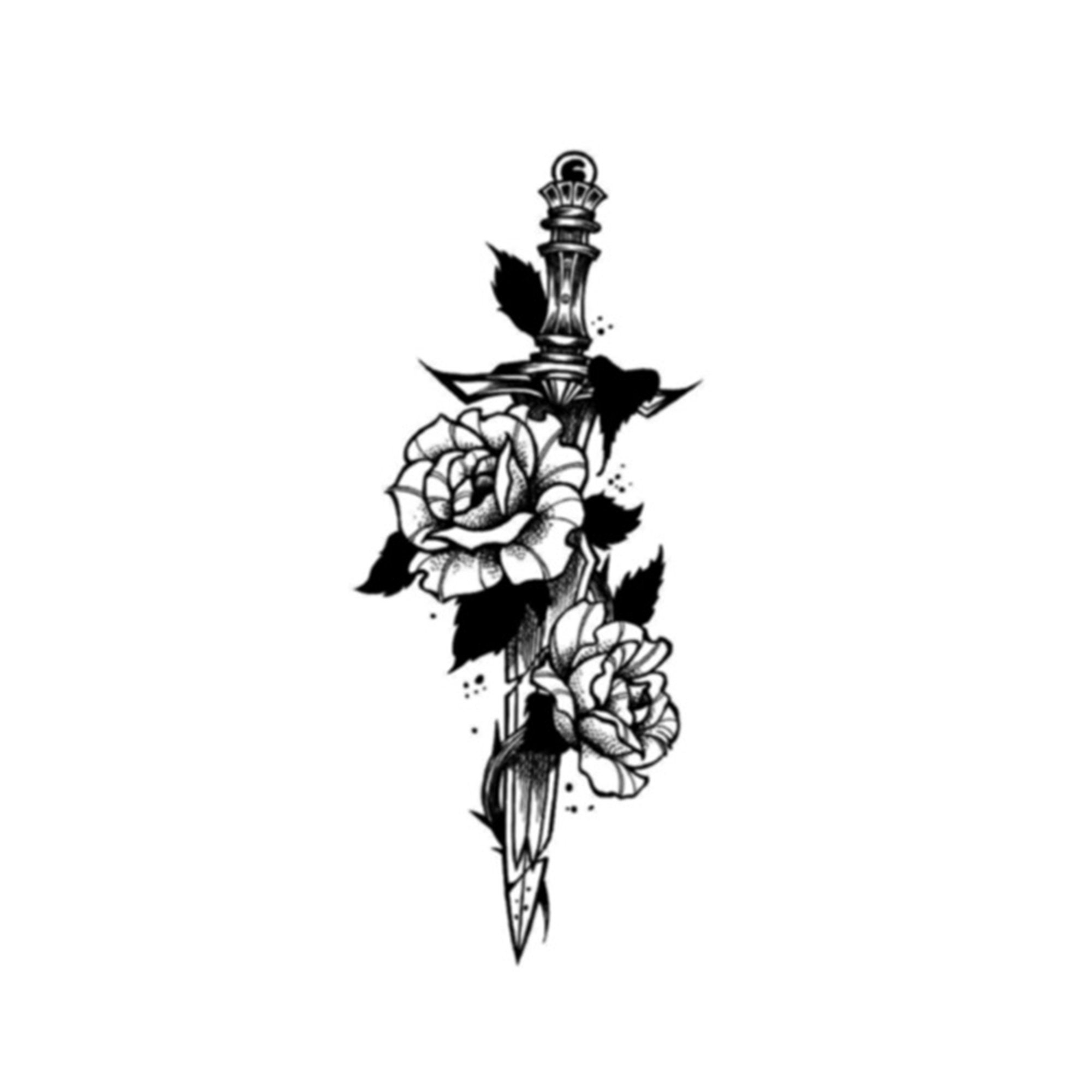 Rose Sword Semi-permanent Tattoo Women Flower Temporary - Etsy