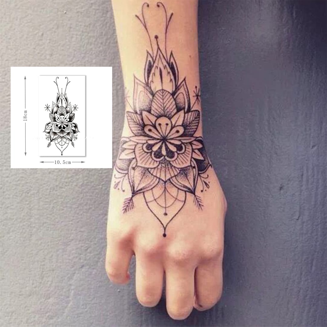2pcs Dark Wrist Flower Hand Temporary Tattoo | Hand Tattoo | Temporary ...