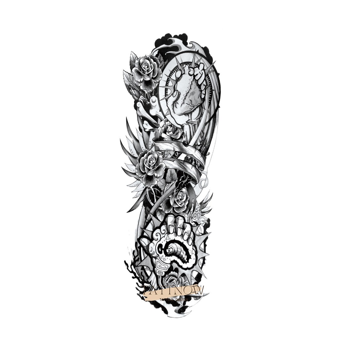 Tibetan Rose Large Temporary Tattoo | Full Sleeves Temporary Tattoo ...