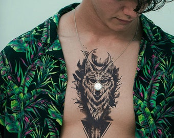 Alpha Wolf Temporary Tattoo Sticker set of 2 - Etsy