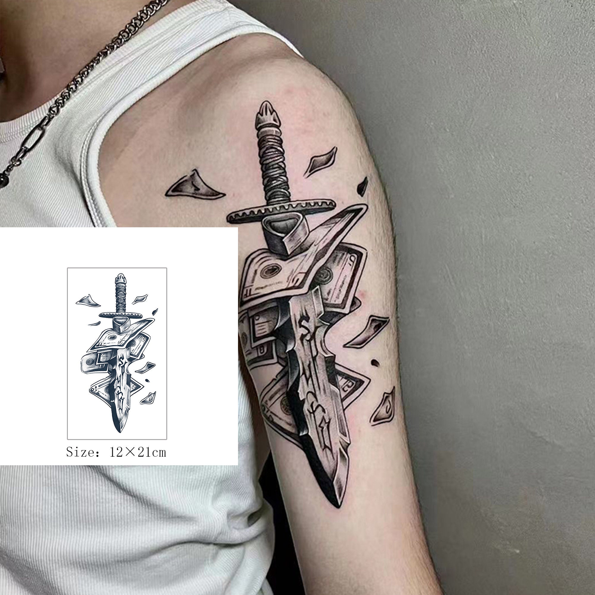 2pcs Daggers Semi-permanent Tattoo | Knives Half Sleeve Tattoo ...