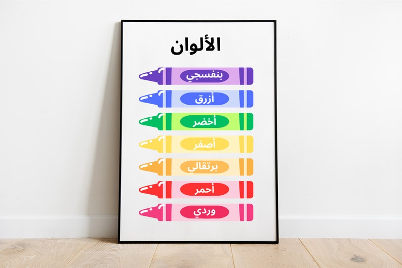 Arabic Colors Postor for Kids Room, Nurcery Arabic Colors , Alwan ...