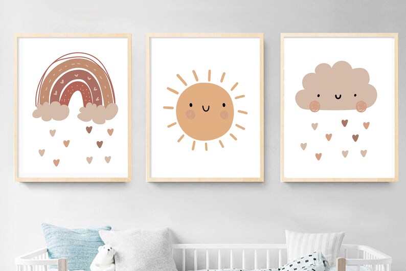 Cloud Sun Rainbow Boho Nursery Printable Wall Art Nursery Decor ...