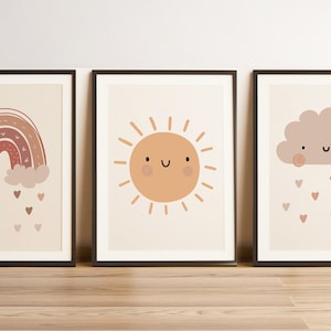 Cloud Sun Rainbow Boho Nursery Printable Wall Art Nursery Decor ...