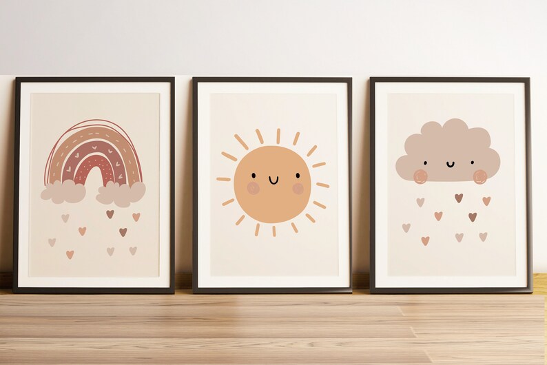 Cloud Sun Rainbow Boho Nursery Printable Wall Art Nursery Decor ...