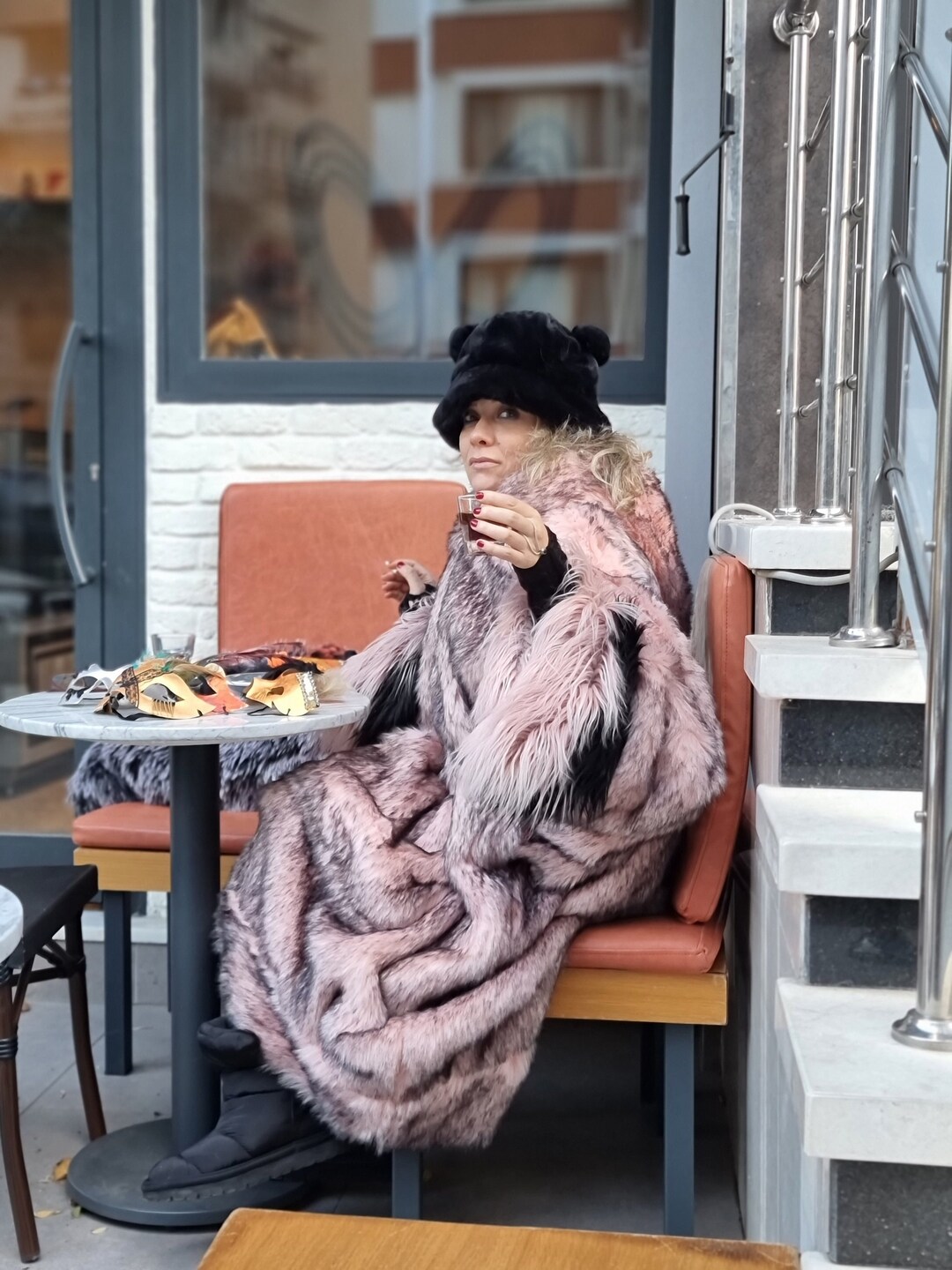 Pink Hand Made Coat / Boho Poncho Her / Burning Man Costume / Inuit ...