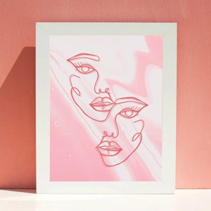 Digital Line Art Portrait Minimal Interior Design - Etsy