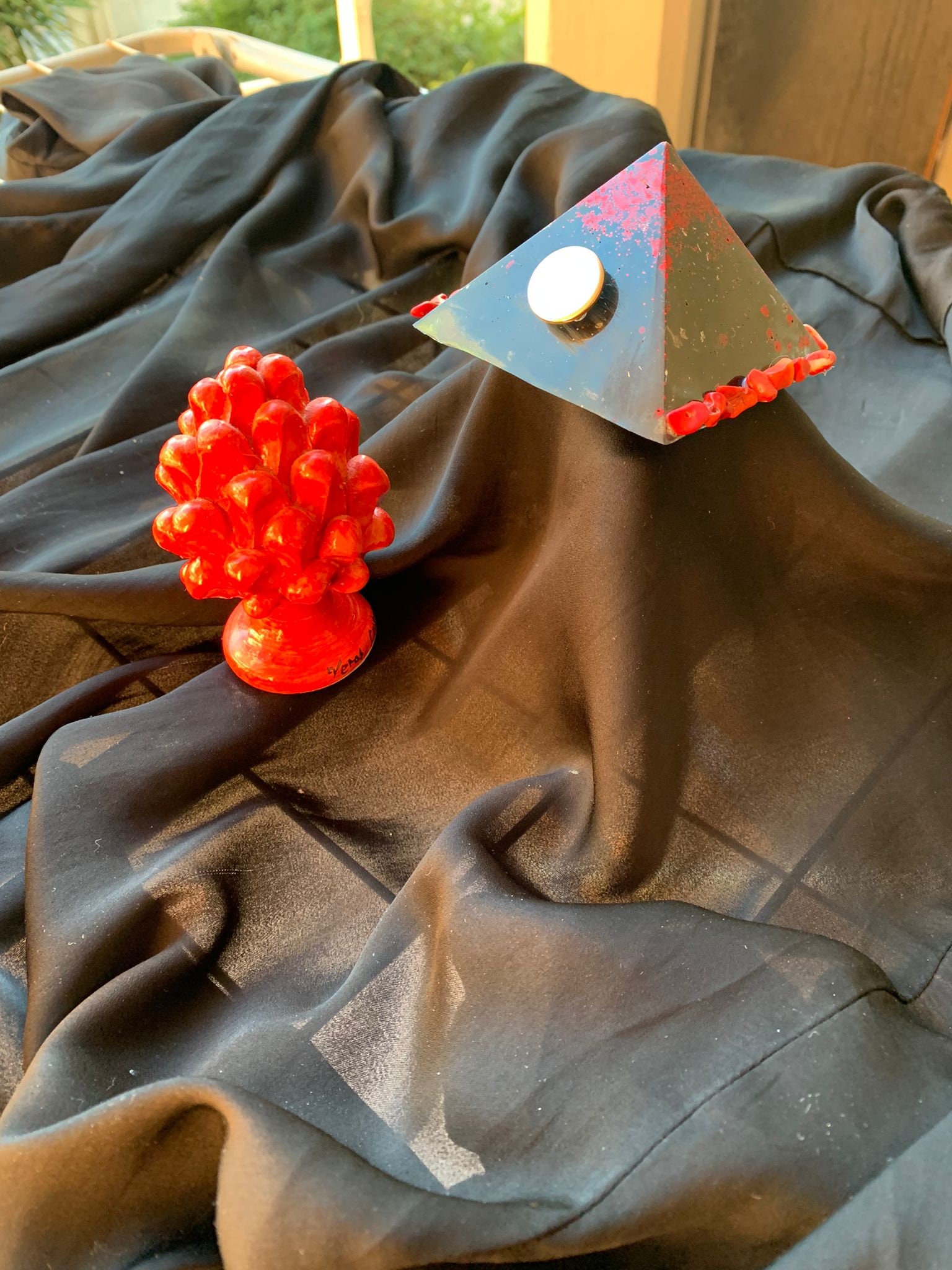 RED ORGONITE PYRAMID With Red Jasper and Lucky Pine Cone - Etsy