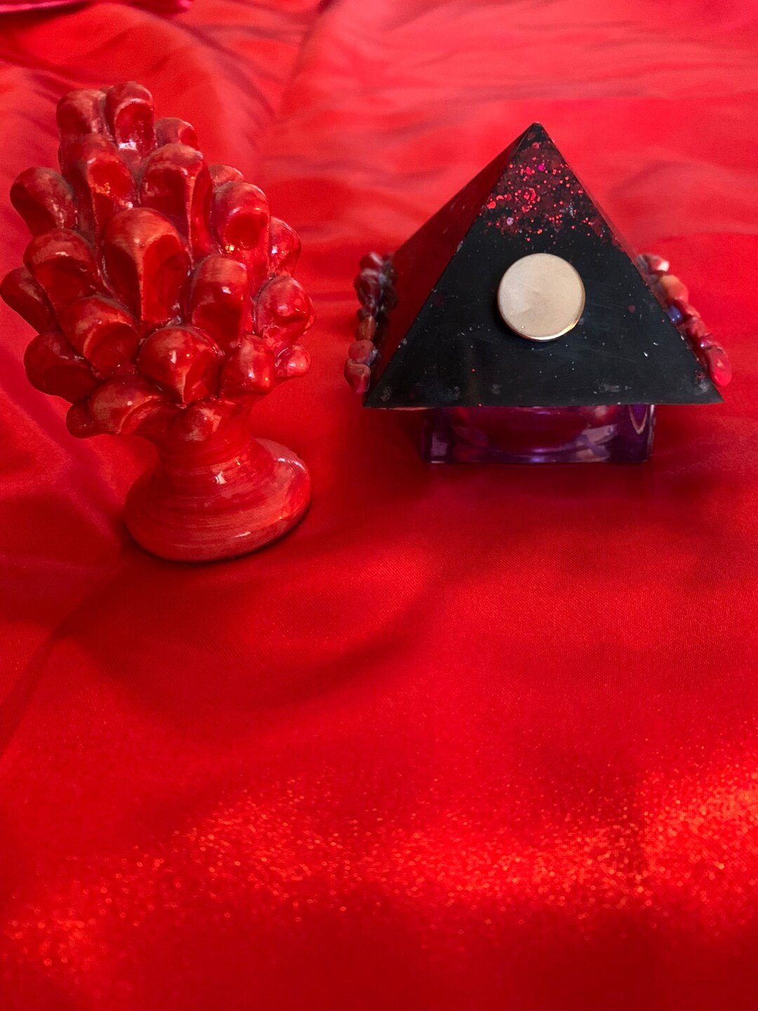 RED ORGONITE PYRAMID With Red Jasper and Lucky Pine Cone - Etsy