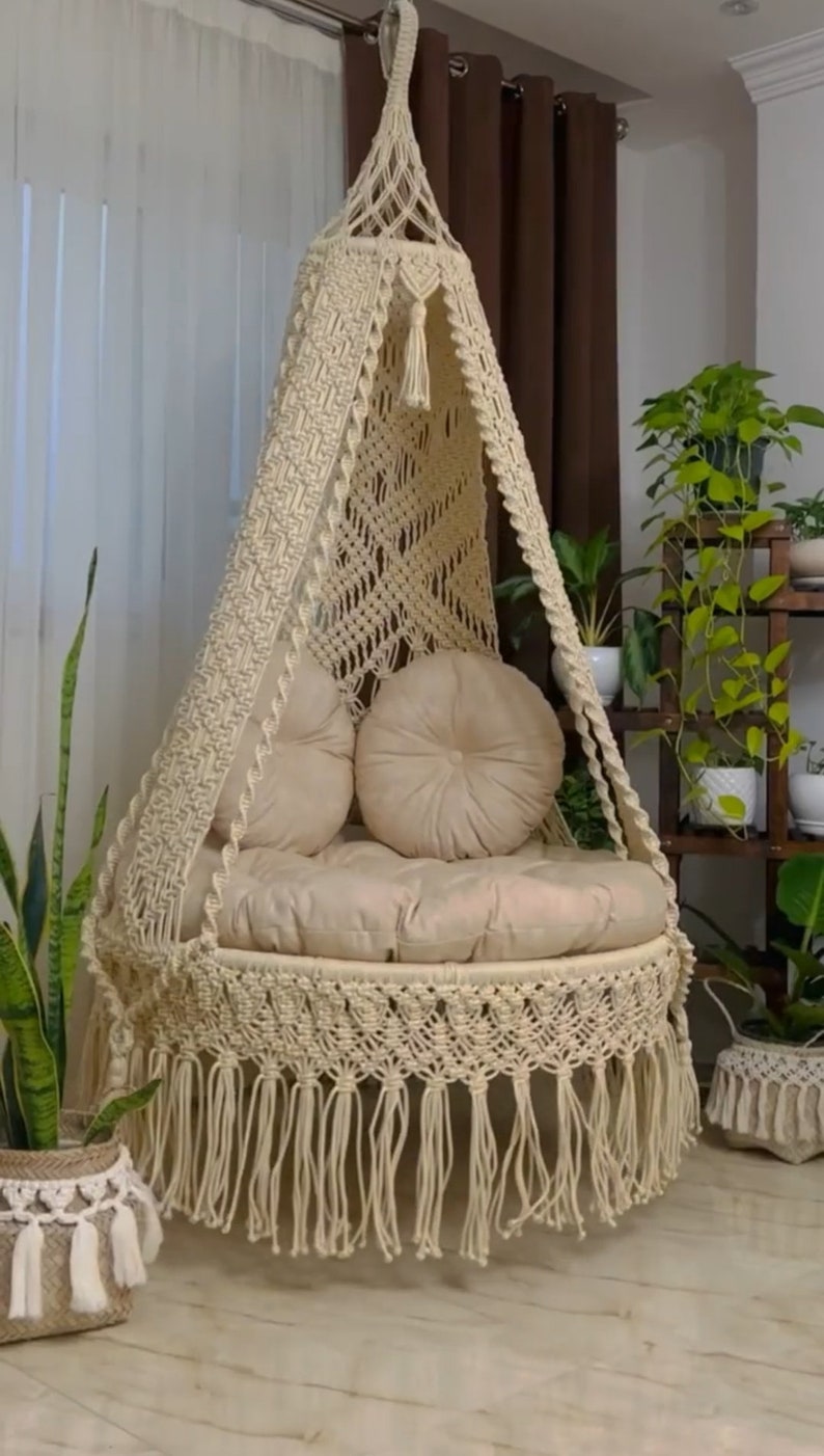 Macrame Swing Chair, Macrame Round Swing, Macrame Swing, Macrame ...