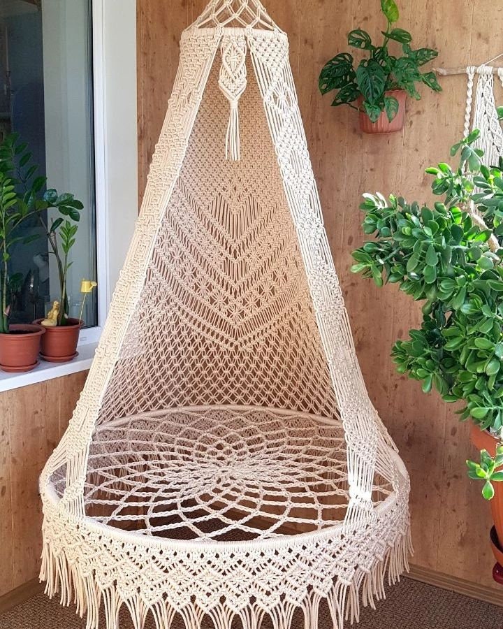 Macrame Swing Chair, Macrame Round Swing, Macrame Swing, Macrame ...