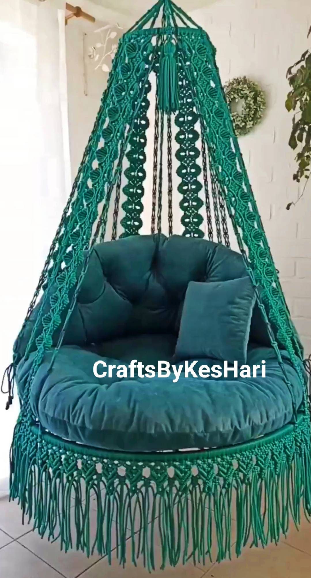 Macrame Swing Chair, Macrame Round Swing, Macrame Porch Rocking Swing ...