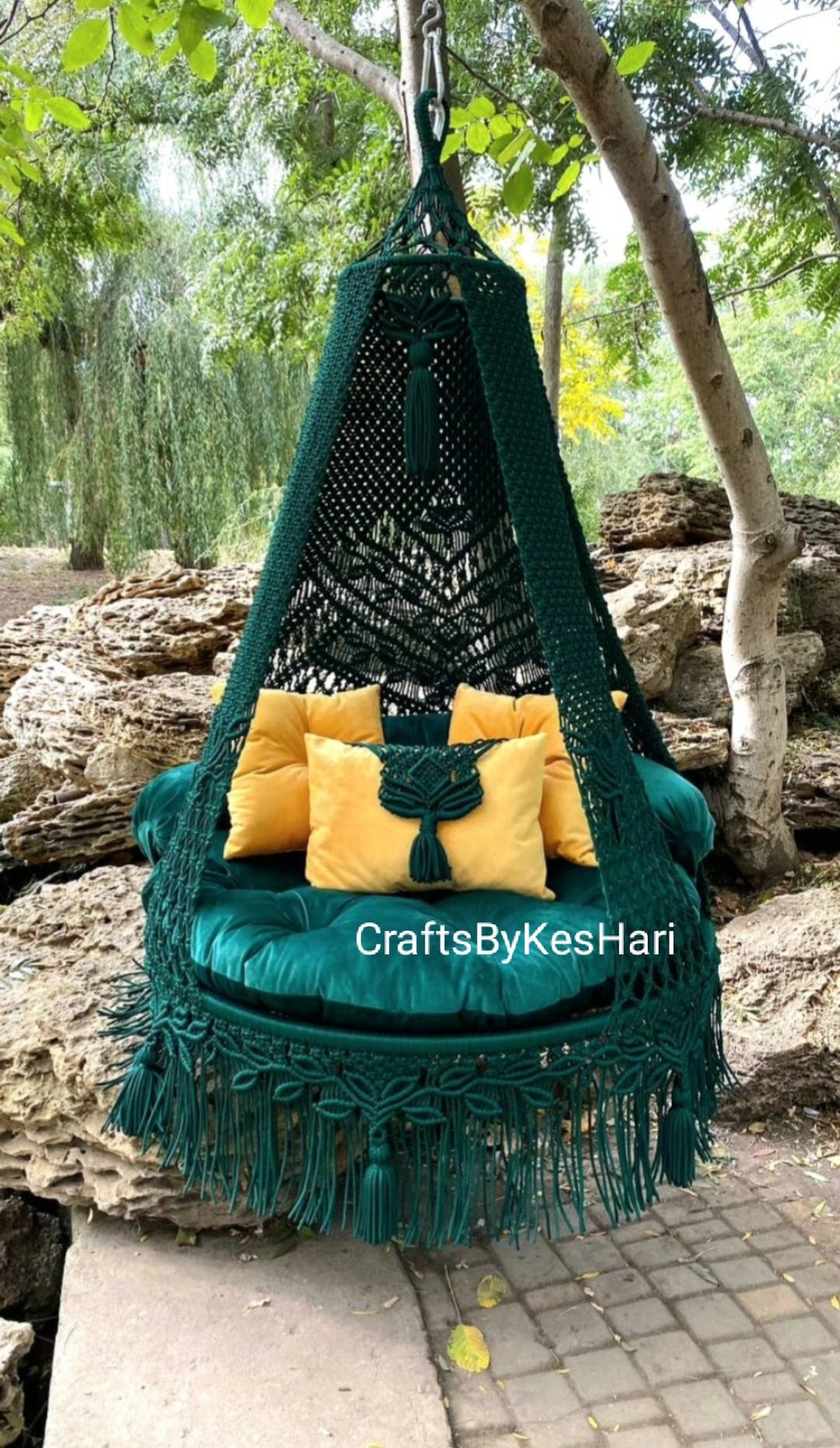 Macrame Double Seat Swing, Macrame Swing Chair, Macrame Bed, Hammock Swing, Hanging Bed Macrame ...