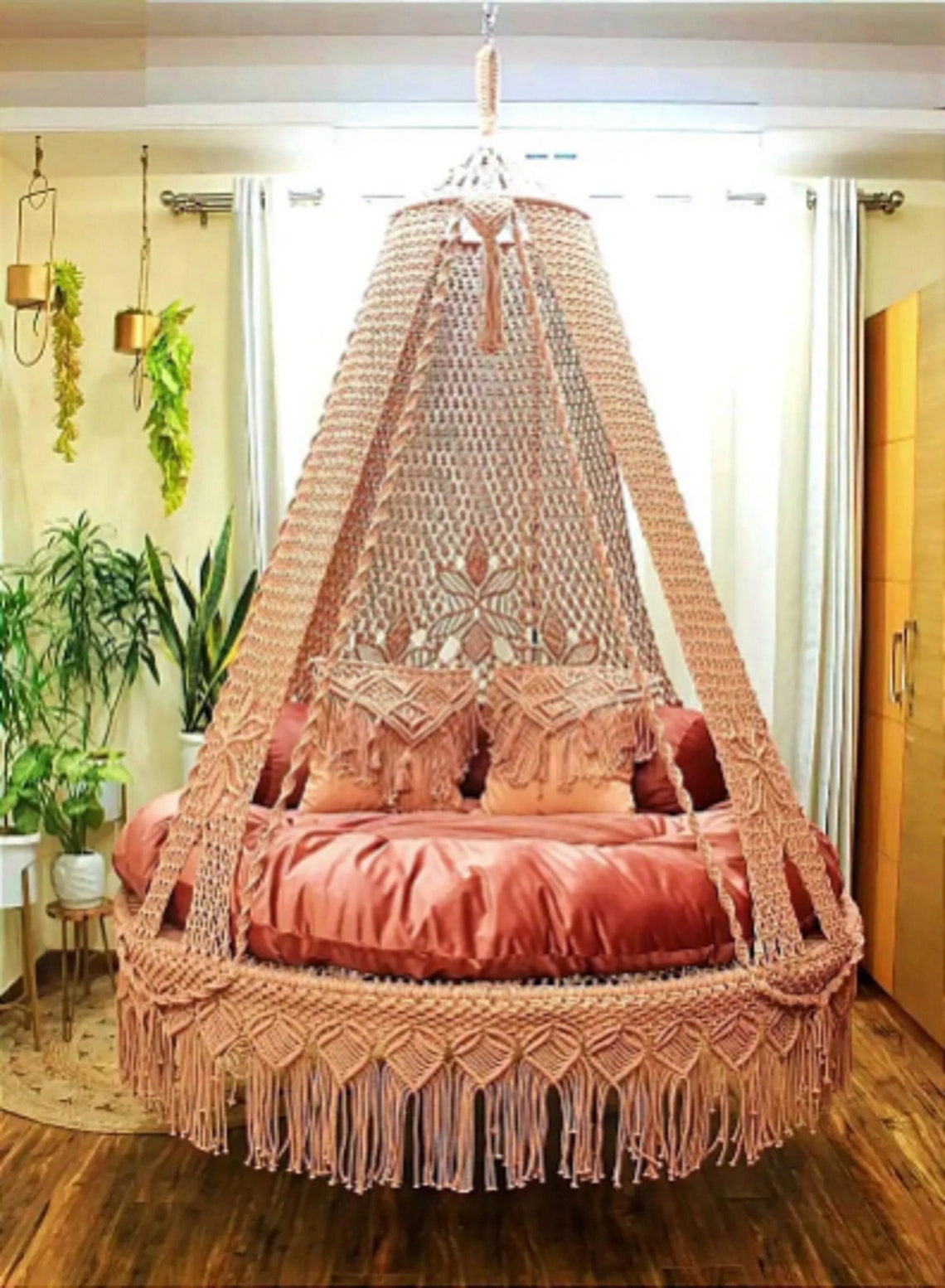 Macrame Swing Chair, Macrame Round Swing, Macrame Swing, Macrame Handmade Swing, Hammock, Indoor ...