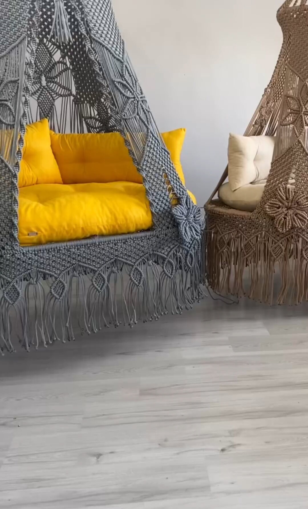 Beige Macrame Double Seat Swing, Macrame Swing Chair, Macrame Bed ...