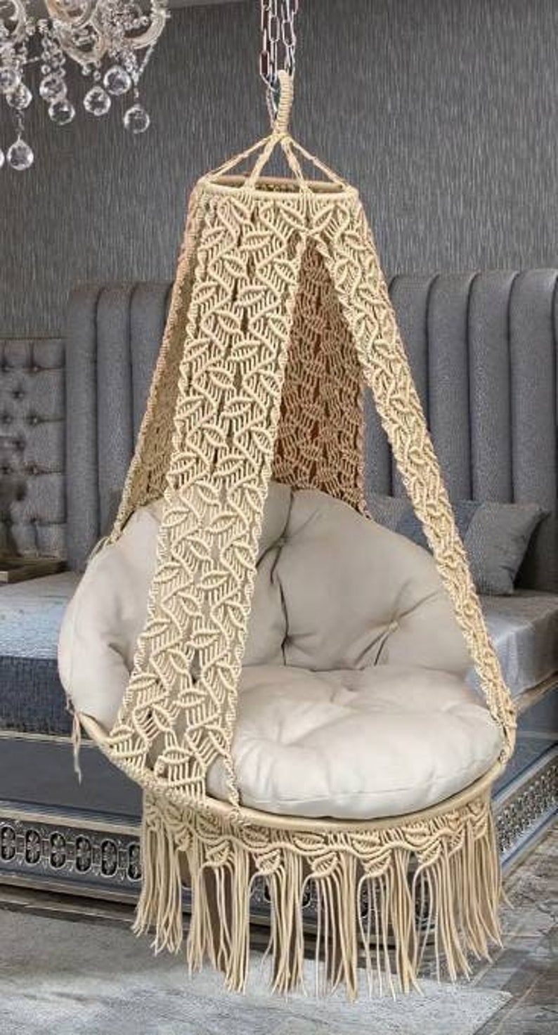 Macrame Swing, Boho Macrame Swing, Macrame Hammock, Boho, Hanging Chair ...