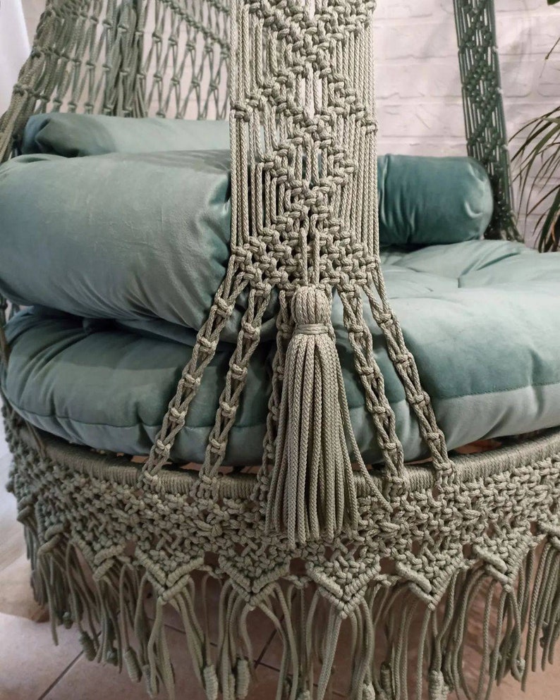 Silla colgante de macramé, hamaca colgante para interiores, silla ...