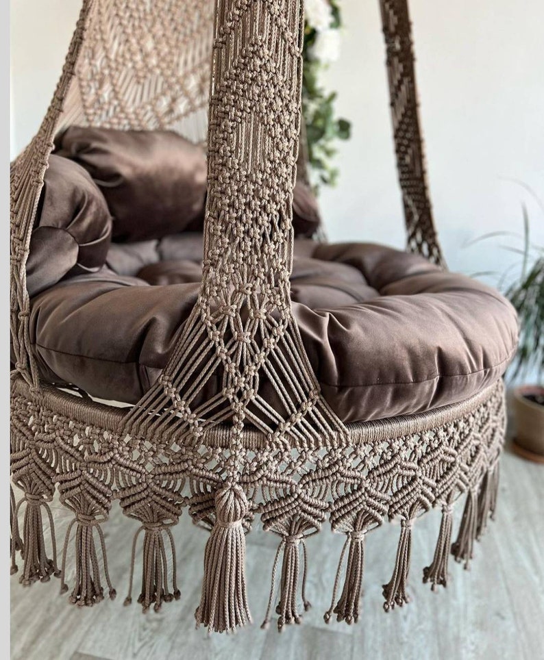 Macrame Swing Chair Macrame Round Swing Macrame Swing Chair - Etsy