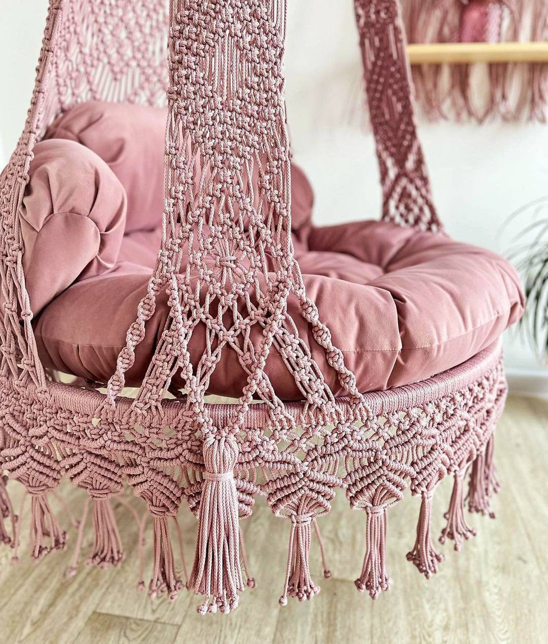 Macrame Swing, Macrame Round Swing, Macrame Swing Chair, Macrame ...