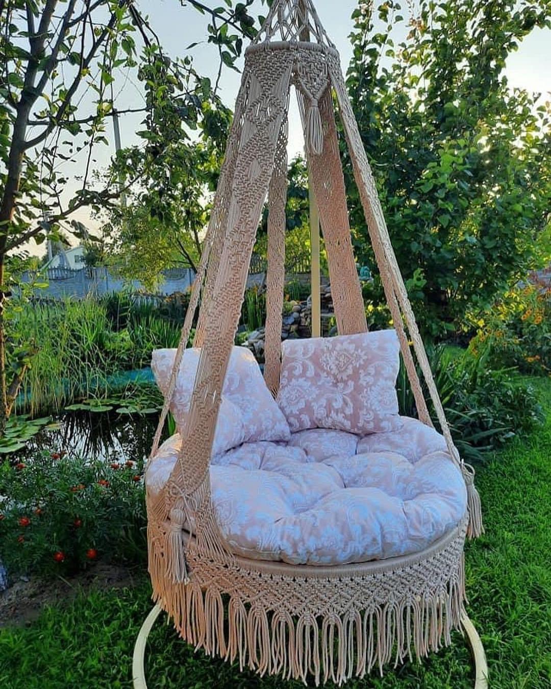 Swing, Macrame Swing, Macrame Swing Chair, Round Swing Chair, Macrame ...