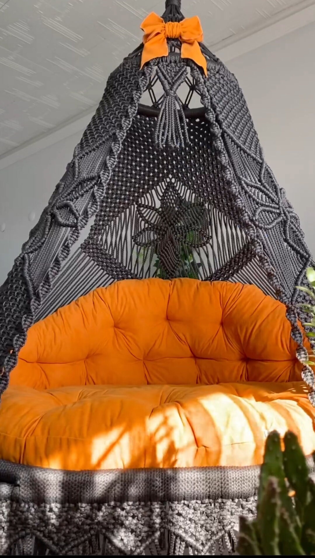 Beige Macrame Double Seat Swing, Macrame Swing Chair, Macrame Bed ...