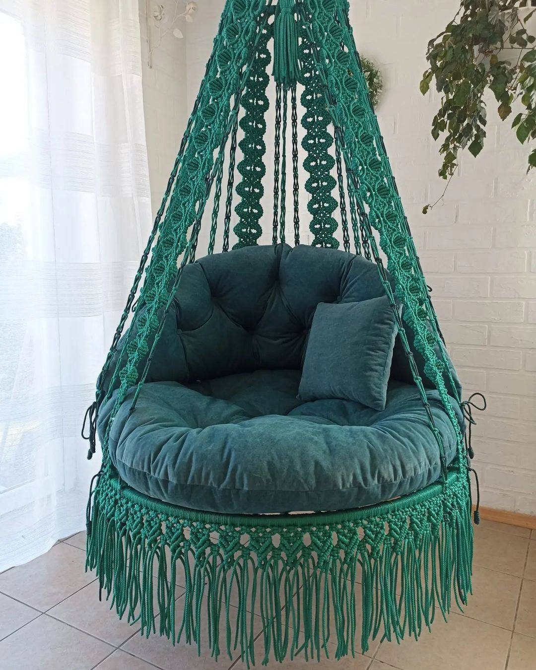 Macrame Swing Chair, Macrame Round Swing, Macrame Porch Rocking Swing ...