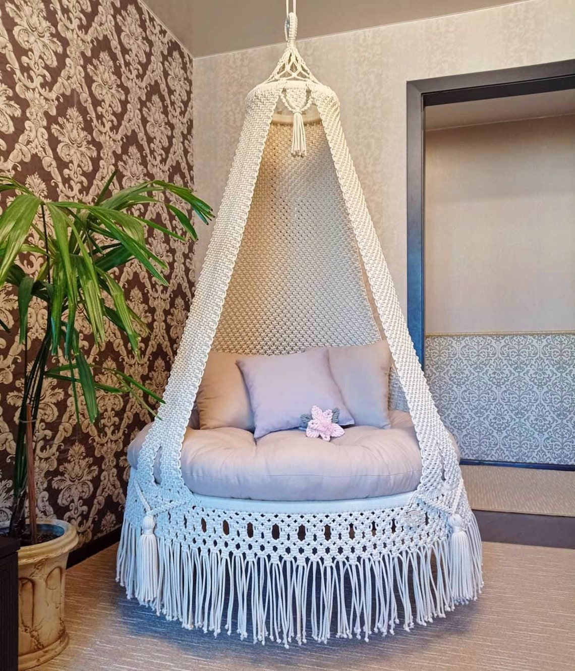 Macrame Swing Chair, Macrame Swing, Hanging Chair, Macrame Hanging ...