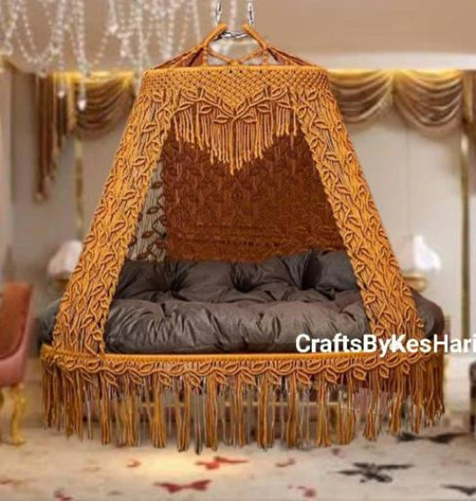 Macrame Double Seated Swing, Macrame Swing Chair, Macrame LARGE Seated ...