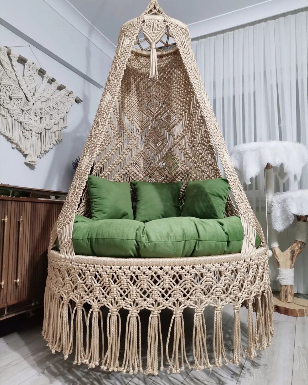 Macrame Swing Chair, Macrame Round Swing, Macrame Swing, Macrame ...