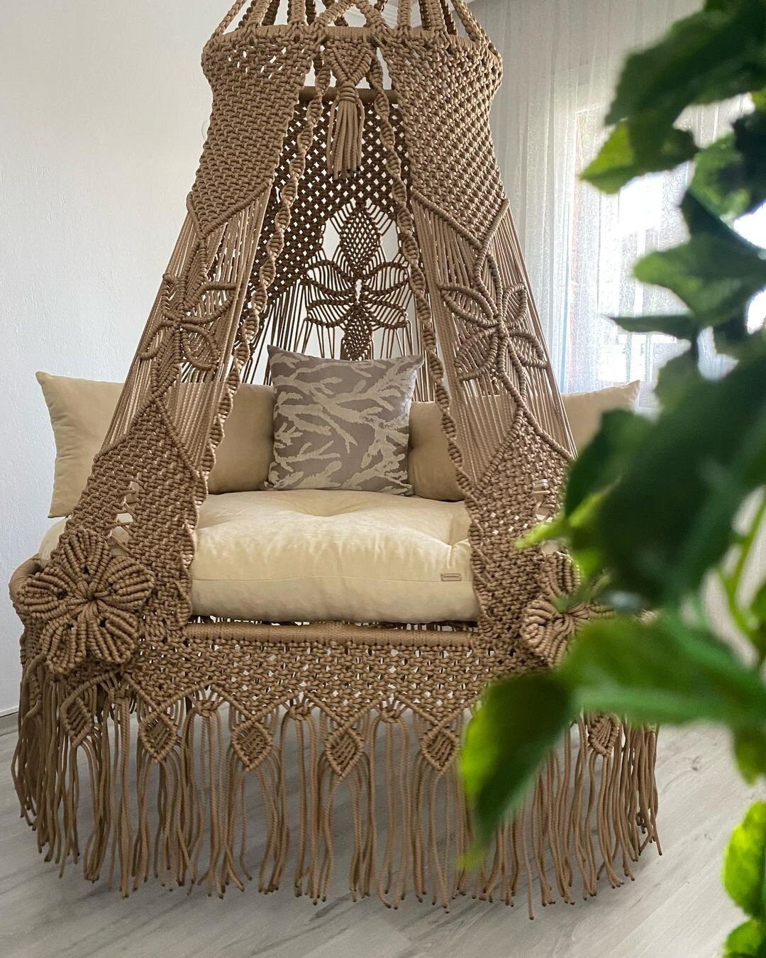 Macrame Double Seat Swing, Macrame Swing Chair, Macrame Bed, Hammock Swing, Hanging Bed Macrame ...