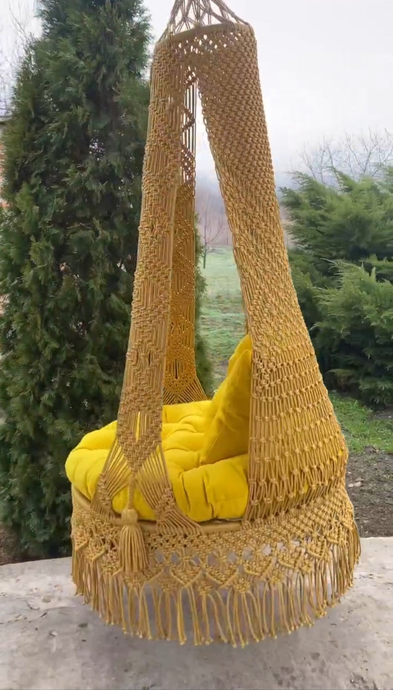 Luxury Macrame Swing, Macrame Swing Chair, Macrame Round Swing, Macrame ...