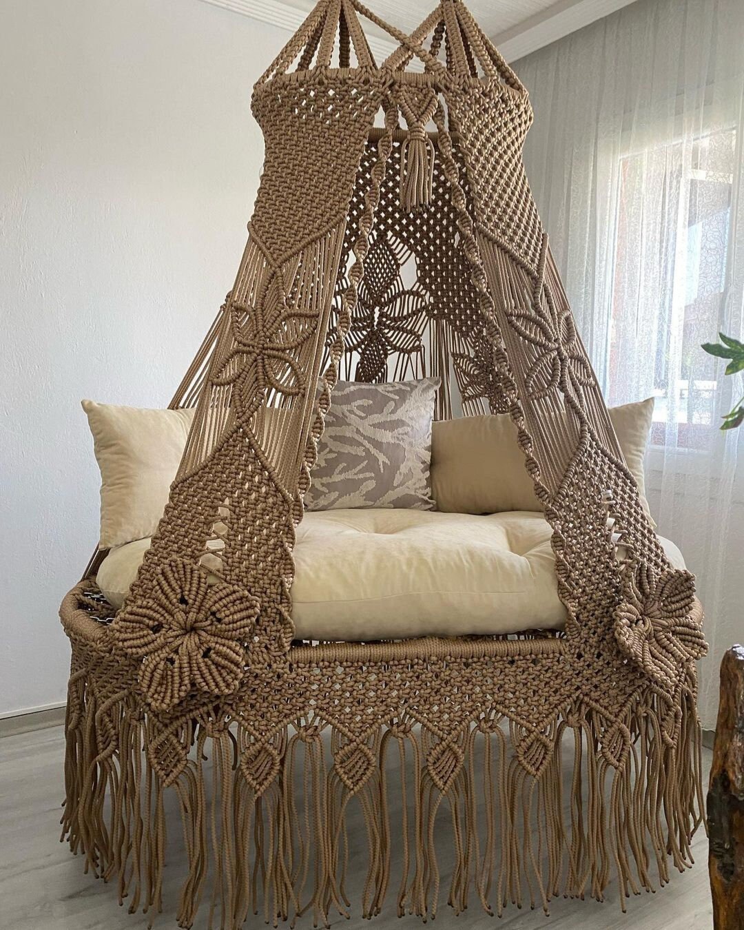 Macrame Double Seat Swing, Macrame Swing Chair, Macrame Bed, Hammock ...