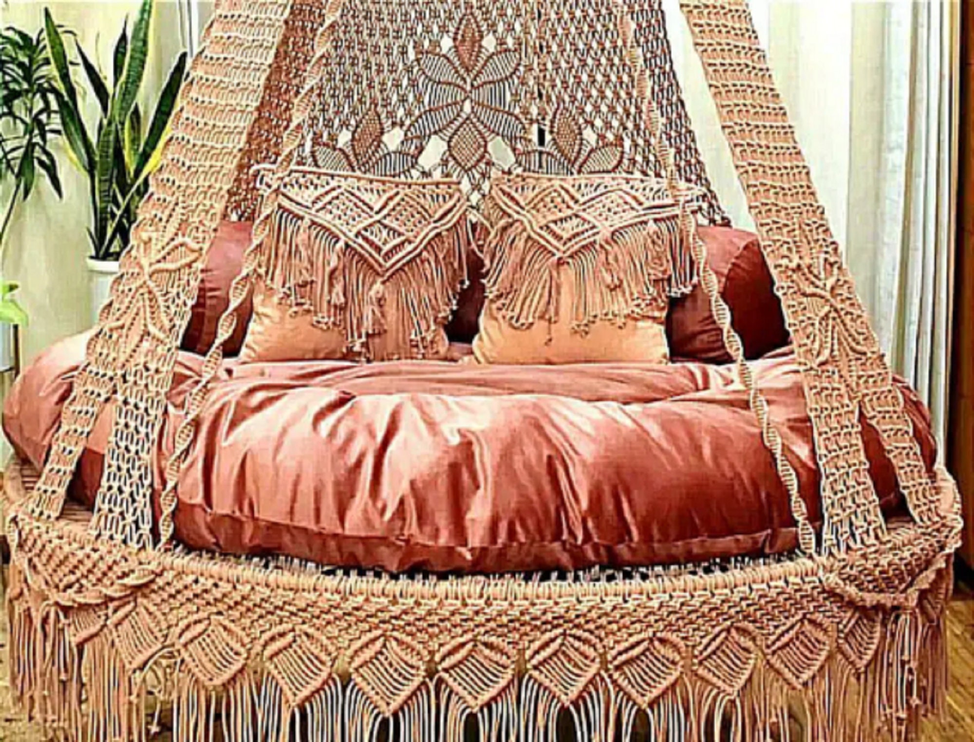 Macrame Swing Chair, Macrame Round Swing, Macrame Swing, Macrame Handmade Swing, Hammock, Indoor ...