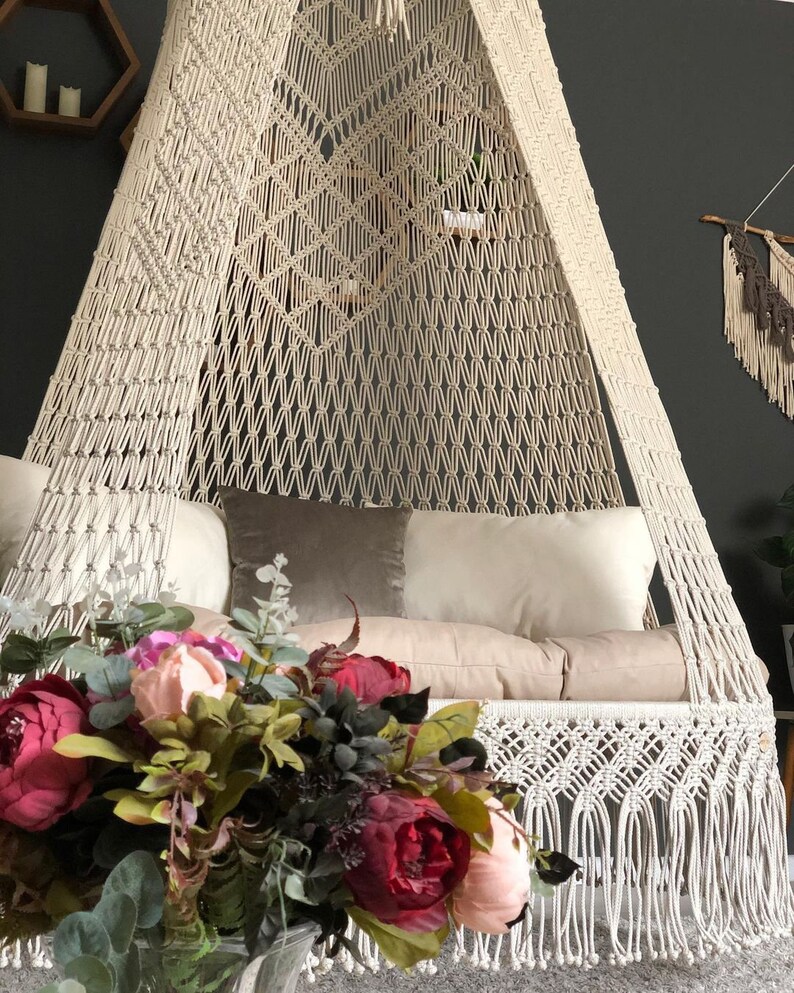 Double Seat Macrame Swing 60 Inch 150 CM Chair Macrame - Etsy