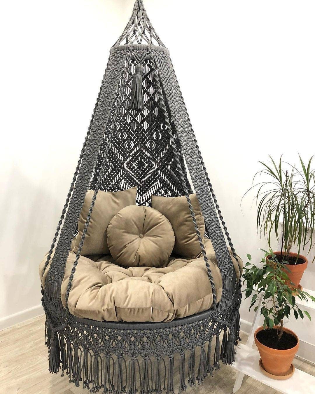 Macrame Swing, Macrame Round Swing, Macrame Swing Chair, Macrame ...